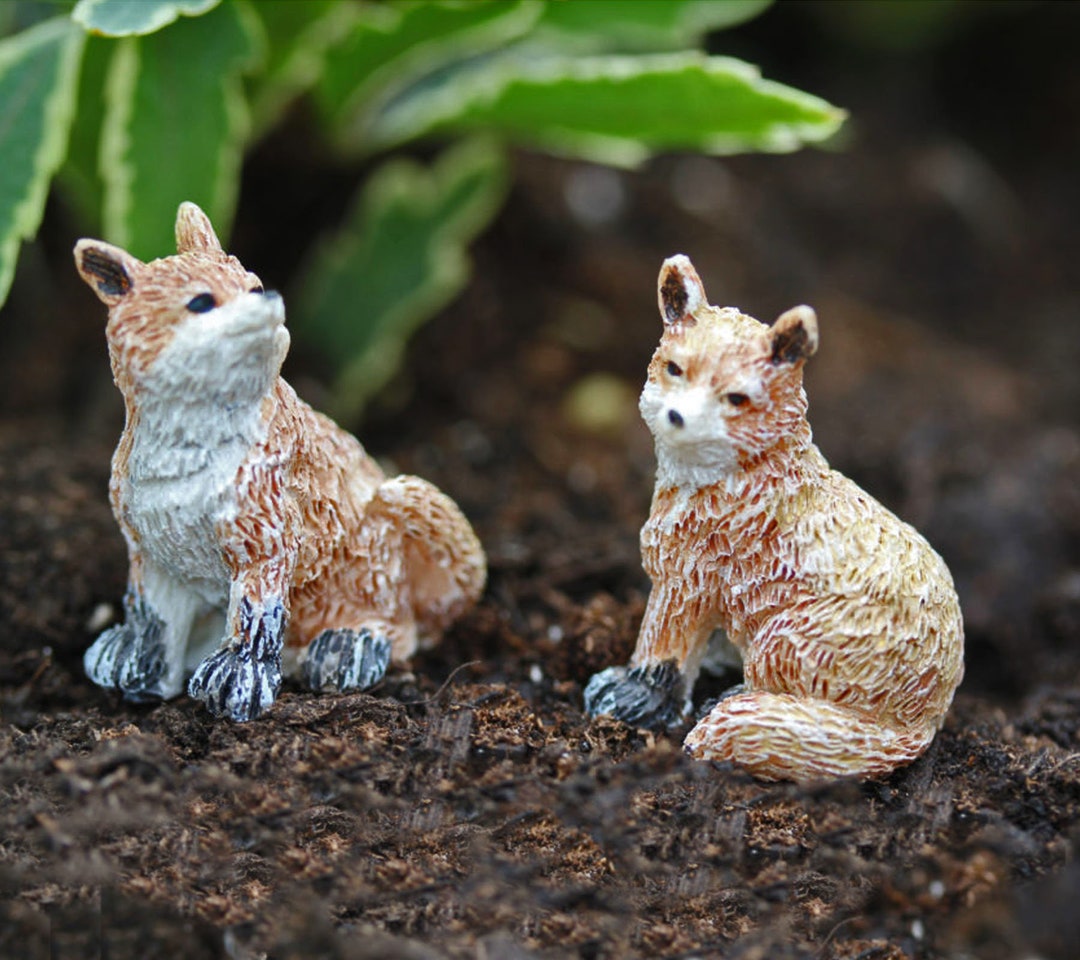 Miniature Coyote Pups ~ Mini Forest Friends Animal Figurines ~ Fairy ...