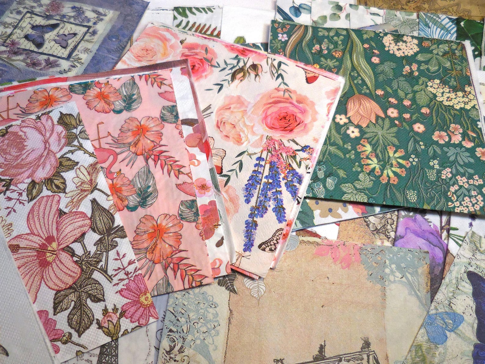 20 Floral & Nature Paper Napkins Decoupage, Assorted Styles ~ Scrapbook ...