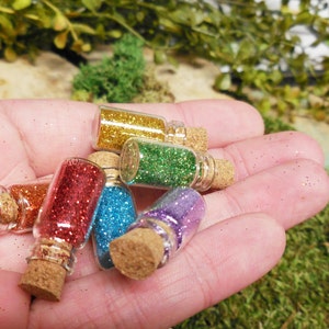 1" Rainbow Fairy Dust Bottles 6 PC Set ~ Miniature Pixie Dust & Potion ...