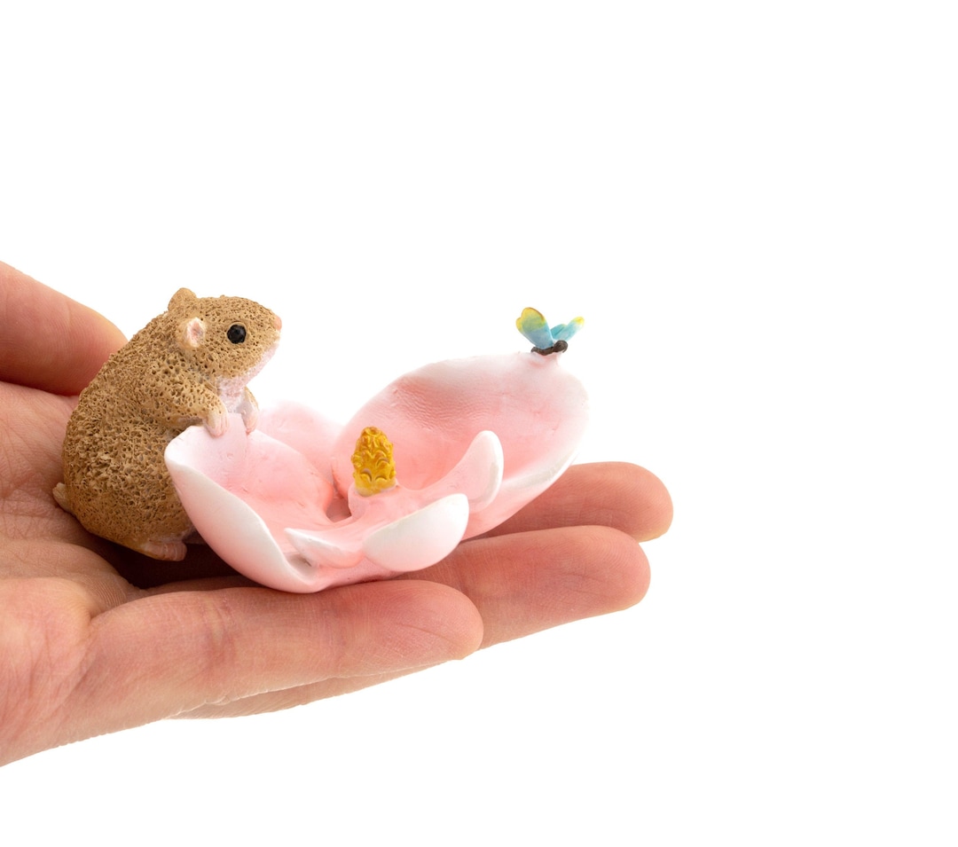 Miniature Hamster Chatting W/ Butterfly Figurine ~ Summer Fairy Gardens ...