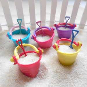 Miniature Colorful Sand Pails W/ Tiny Shovel ~ Summer Fairy Gardens ...