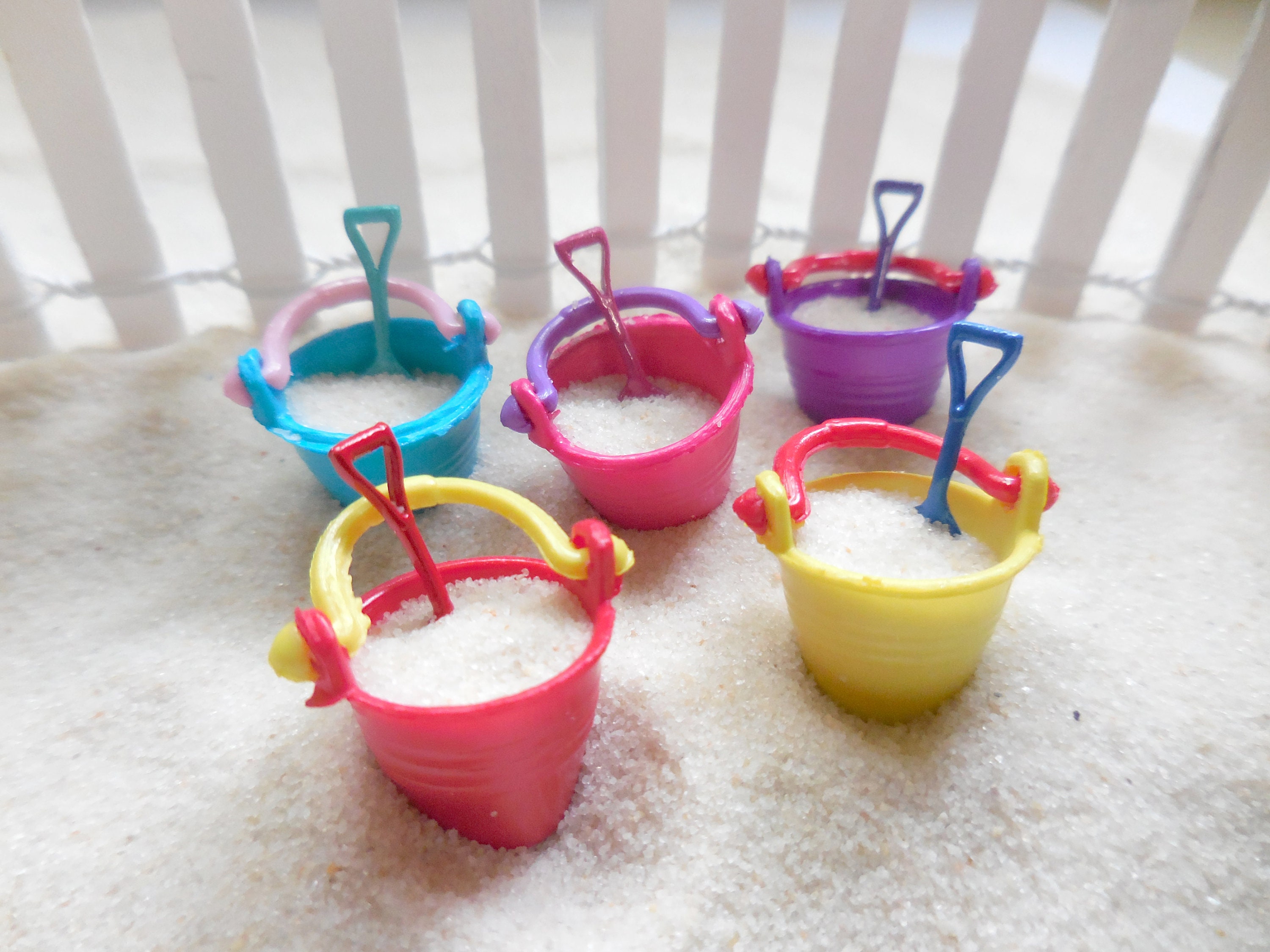 Miniature Beach Sand Pails W/ Shovels, Assorted Colors ~ Fairy Garden ...