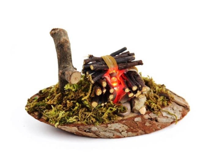 Miniature Natural Wood LED Campfire ~ Fairy Garden and Dollhouse ...
