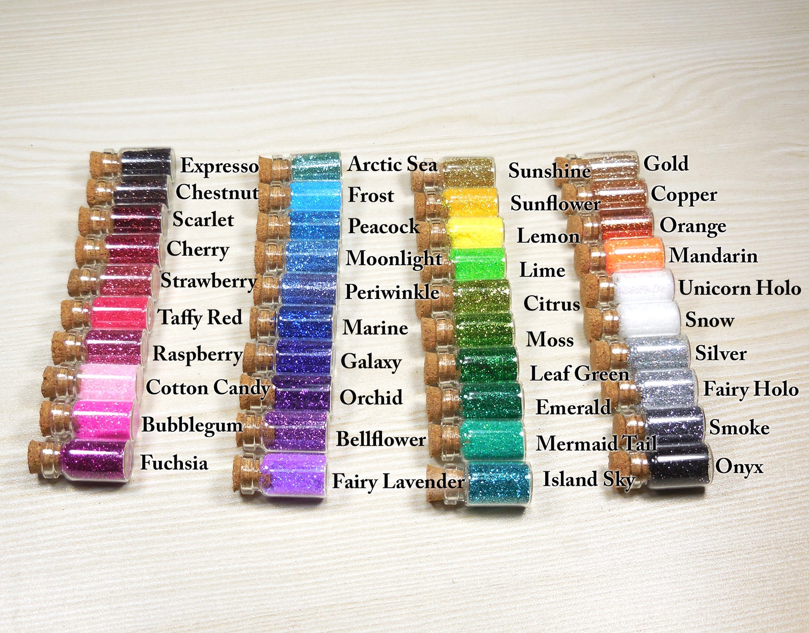 Miniature 1" Fairy Dust Bottles in 40 Colors ~ Tiny Glass Bottle W ...