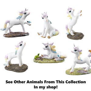 Miniature Playful Fall Baby Unicorn Figurine, Pastel Rainbow ...