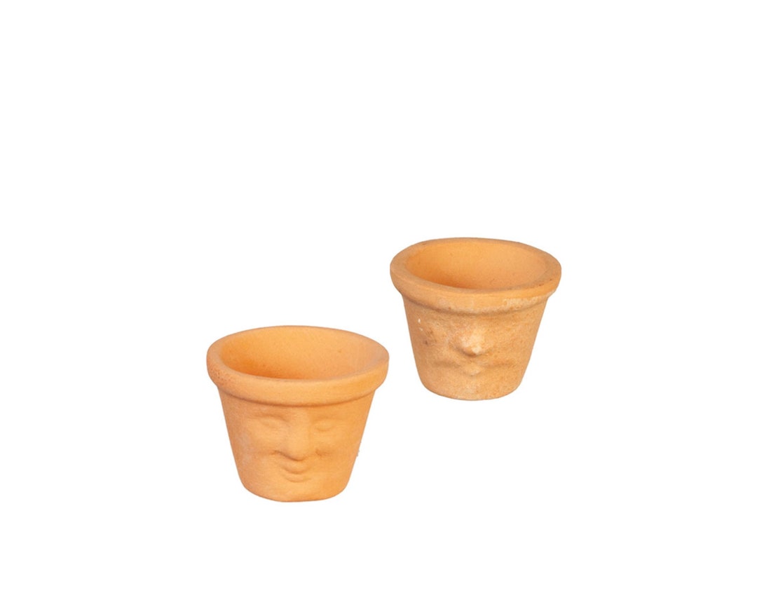 Miniature Terra Cotta Pots W/ Faces ~ Summer Fairy Garden, Terrarium ...