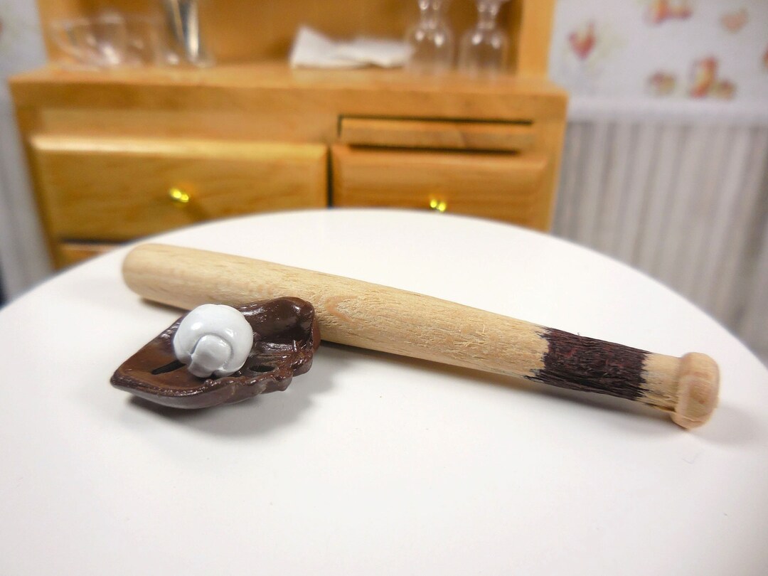 Miniature Baseball Bat W/ Mitt and Ball ~ Christmas Fairy Garden ...