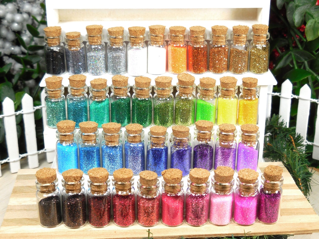 Miniature 1" Fairy Dust Bottles in 40 Colors ~ Tiny Glass Bottle W ...
