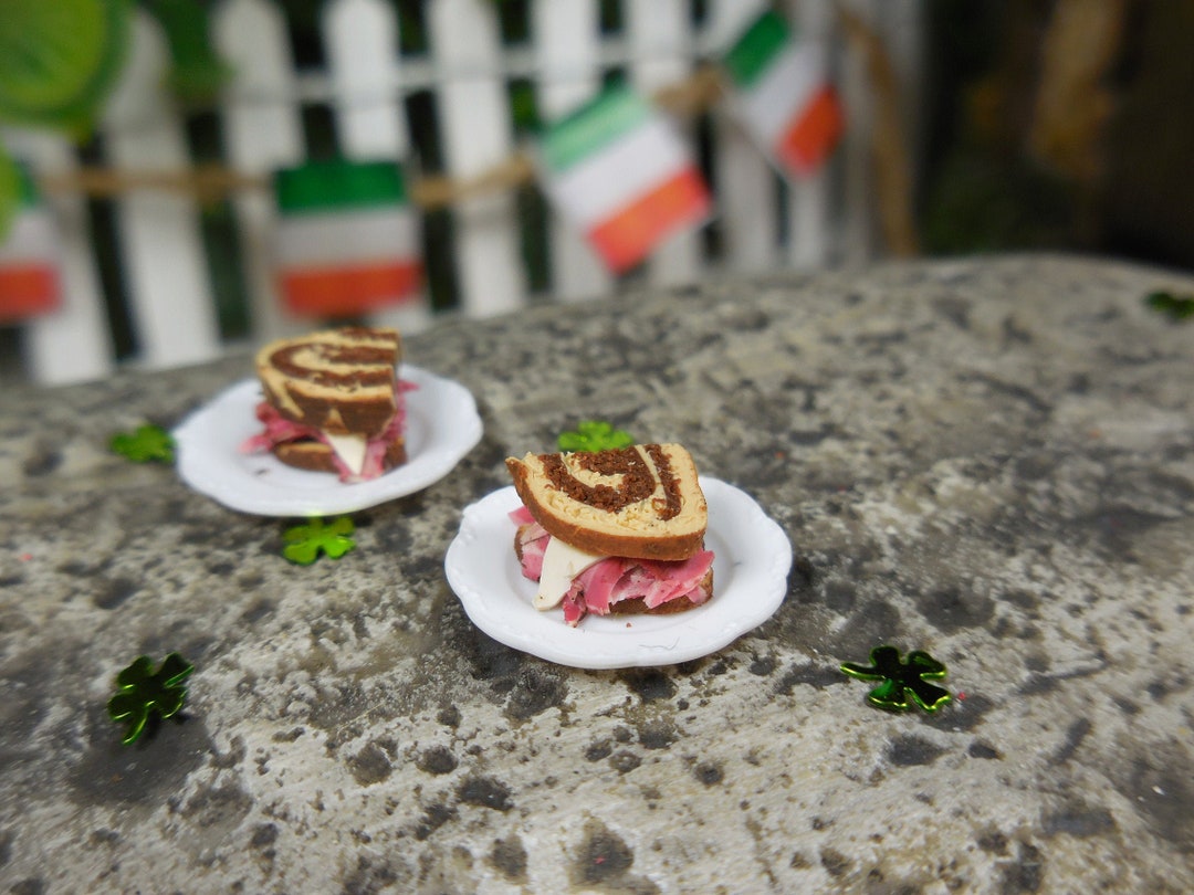 Miniature Corned Beef Rueben Half Sandwich W Plate ~ St. Patrick's Day ...