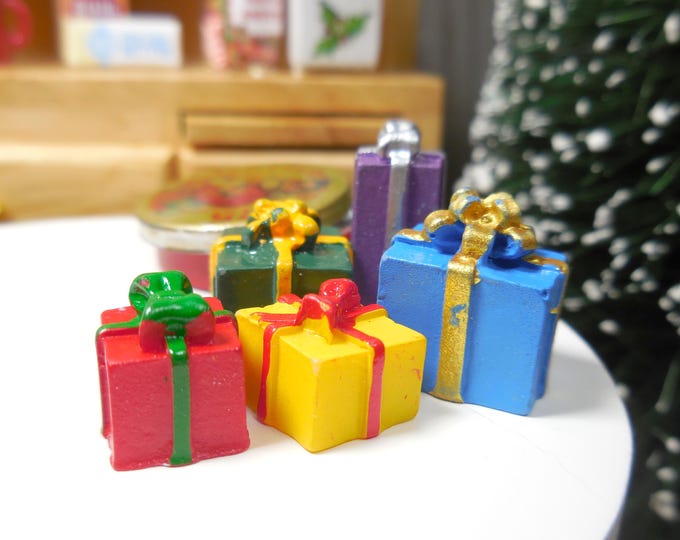 Miniature 5 PC Holiday Gifts or Presents, Multi Color ~ Christmas Fairy ...