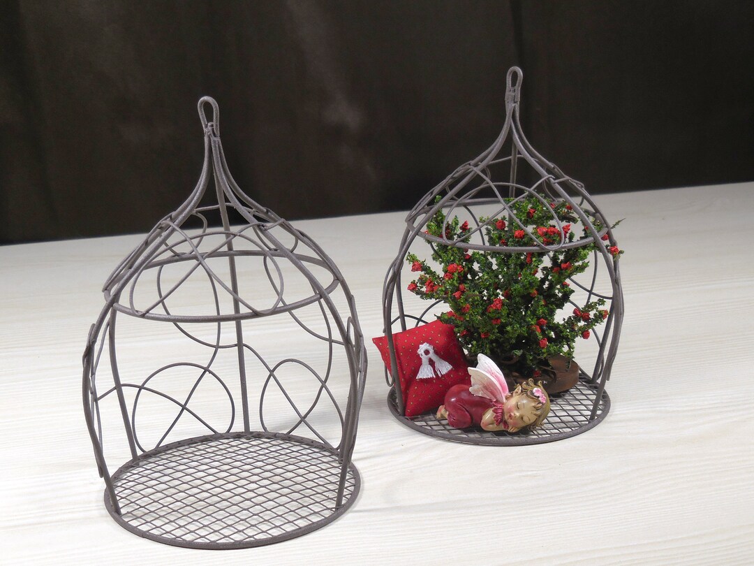 Miniature Rustic Metal Hanging Dome for Fairy Garden & Dollhouse ...