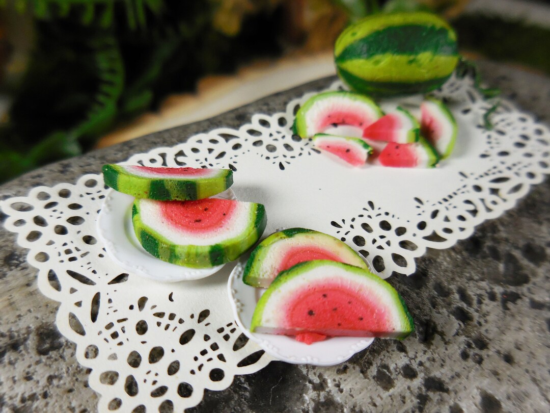 Miniature Realistic Watermelon Slices on Plate ~ Fairy Garden Accessory ...