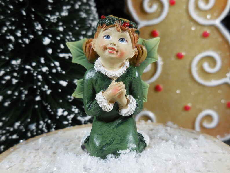 Mini Holly Leaf Fairy W/ Xmas Tree ~ Christmas Fairy Garden Accessories ...