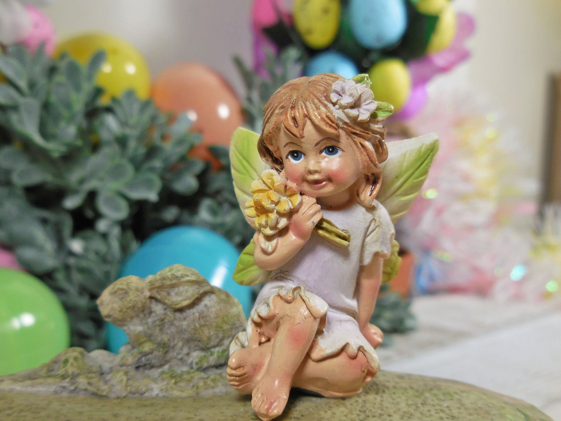 Easter Fairy Figurine W/ Daffodil Bouquet Spring Fairy - Etsy