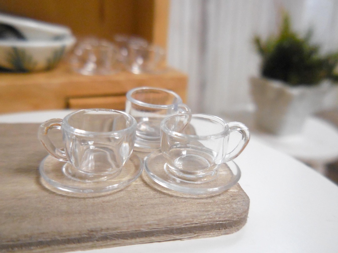 Miniature Clear Tea Cup and Saucer Set, 1:12 Scale ~ Fairy Garden ...