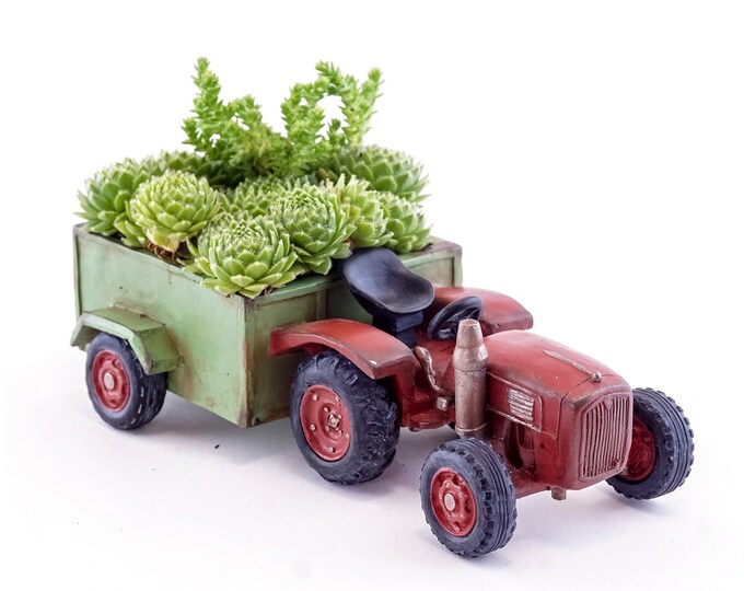 Miniature Red Garden Tractor Planter for Fairy Gardens & Mini Farms - Etsy