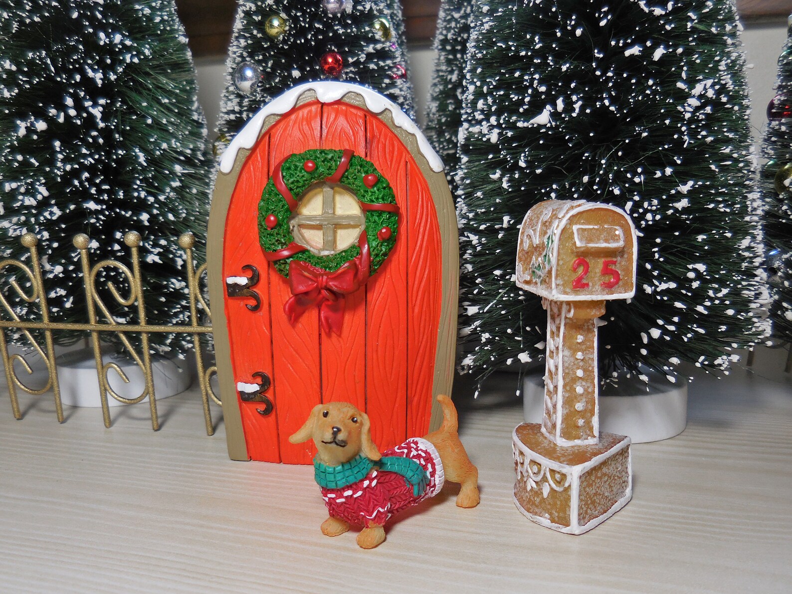 Miniature Christmas Door Set w/ Gingerbread Mailbox & Choice | Etsy