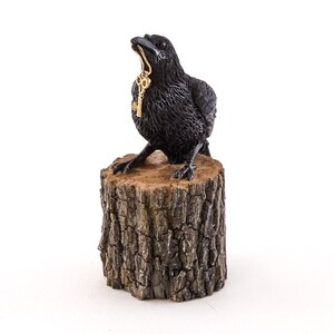 Miniature Black Raven W/ Secret Key for Halloween ~ Fairy Garden ...