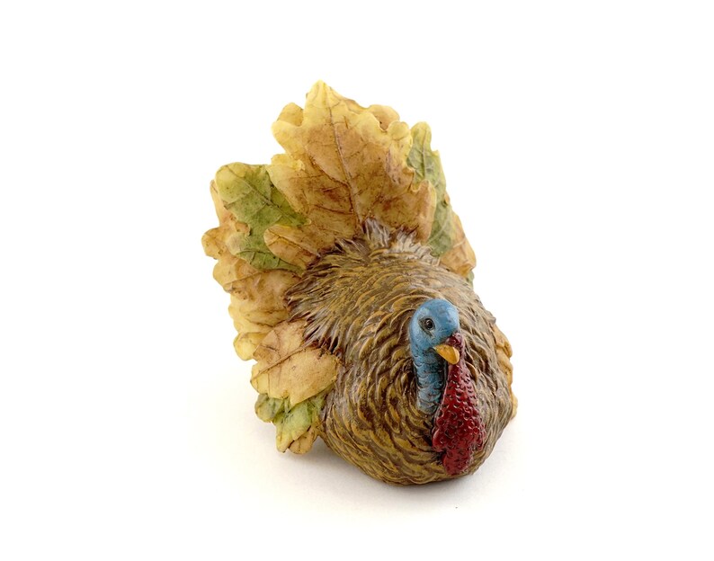 Miniature Wild Turkey W/ Pumpkin Figurine ~ Thanksgiving Fairy Garden ...