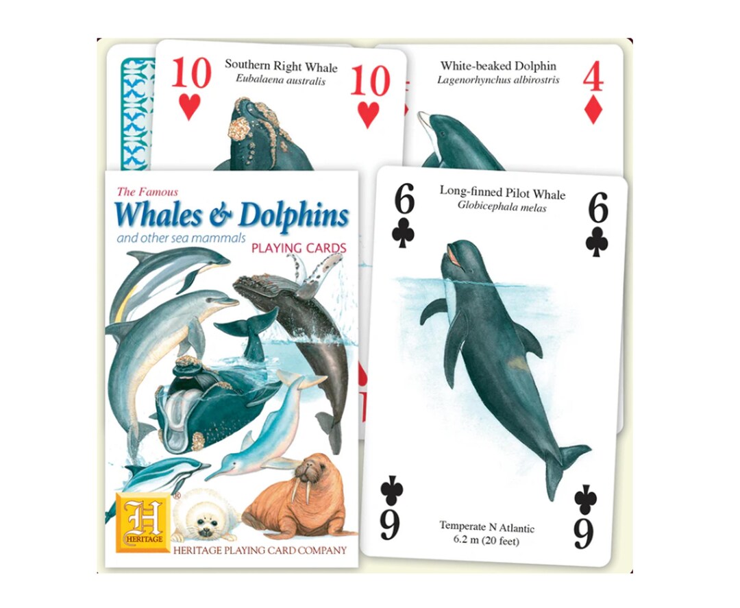 Famous Whales and Dolphins Playing Cards ~ Nautical Card for ...