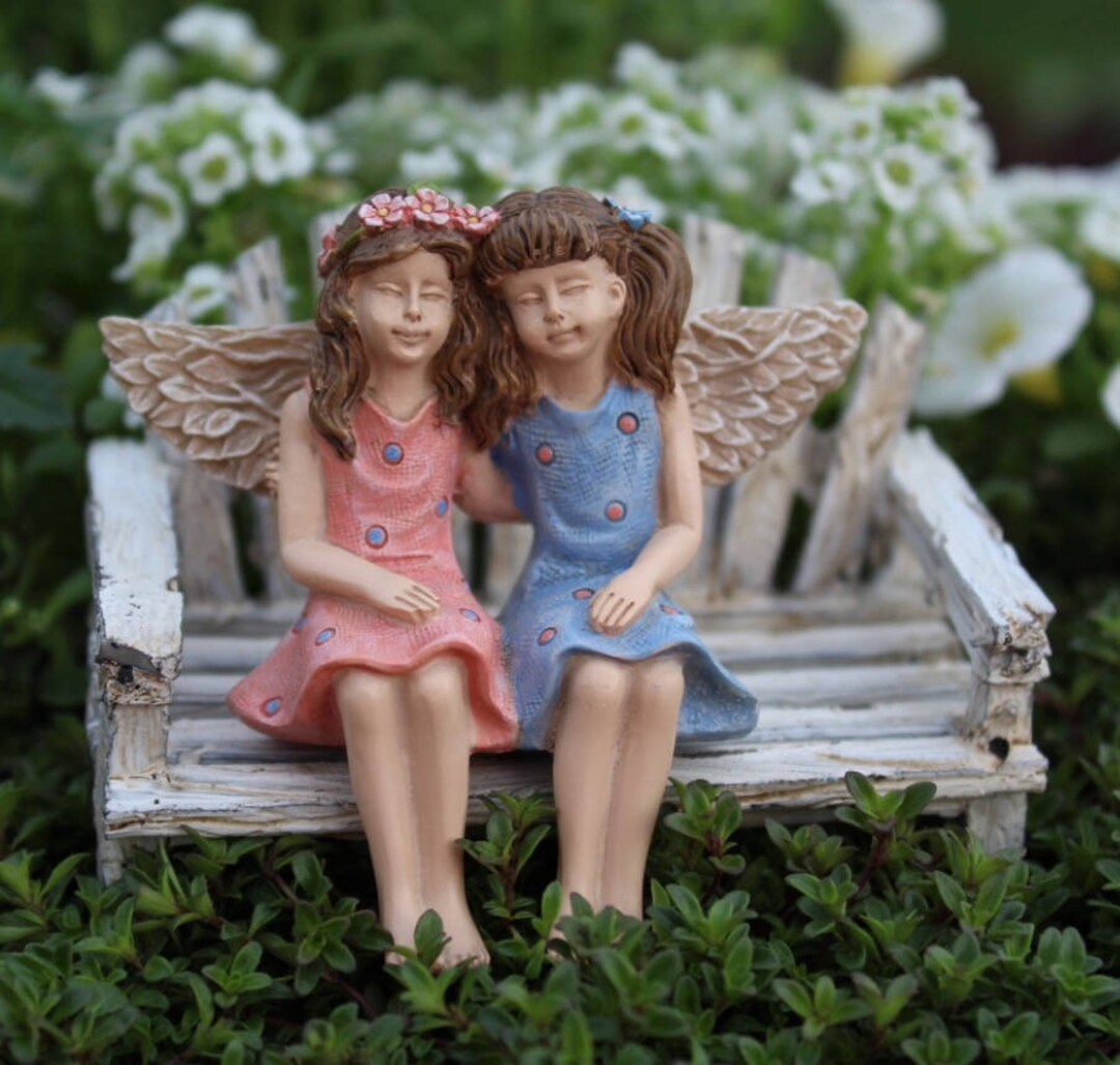 Miniature Best Friend Fairies Sitting Together Figurine - Etsy