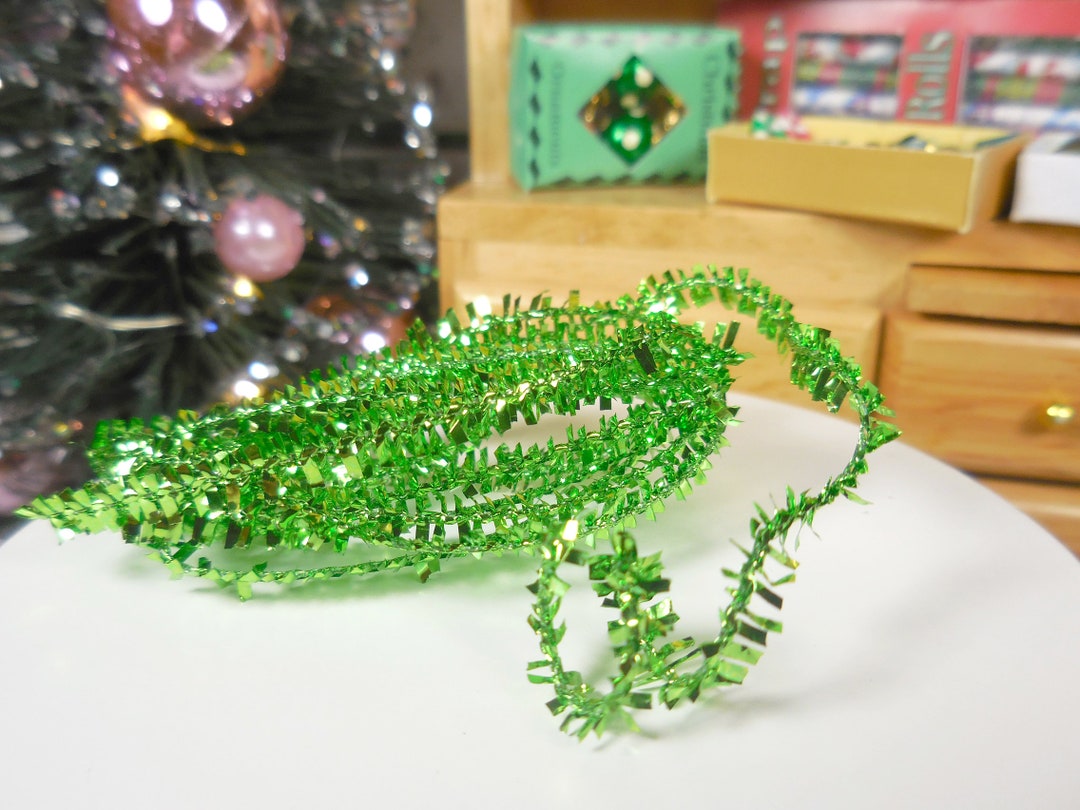 2mm Mini Lime Green Tinsel Rope Garland, 3 FT ~ Christmas Fairy Garden ...
