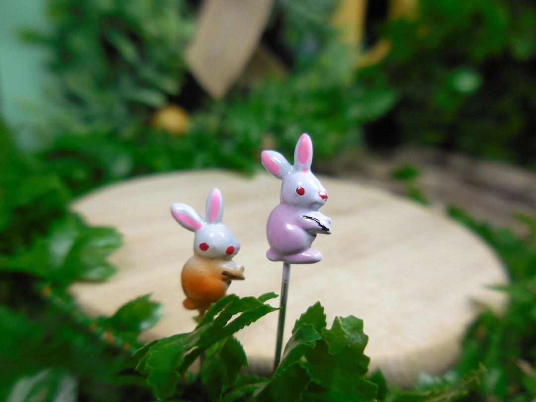 Miniature Bunny Lawn Ornaments ~ Easter Fairy Garden & Dollhouse ...