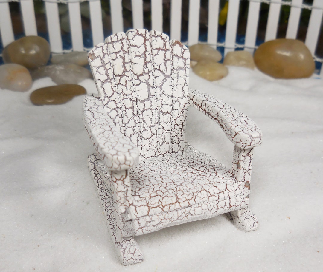 Miniature Fairy Garden Rocking Chair ~ Tiny Faux Wood White Adirondack ...
