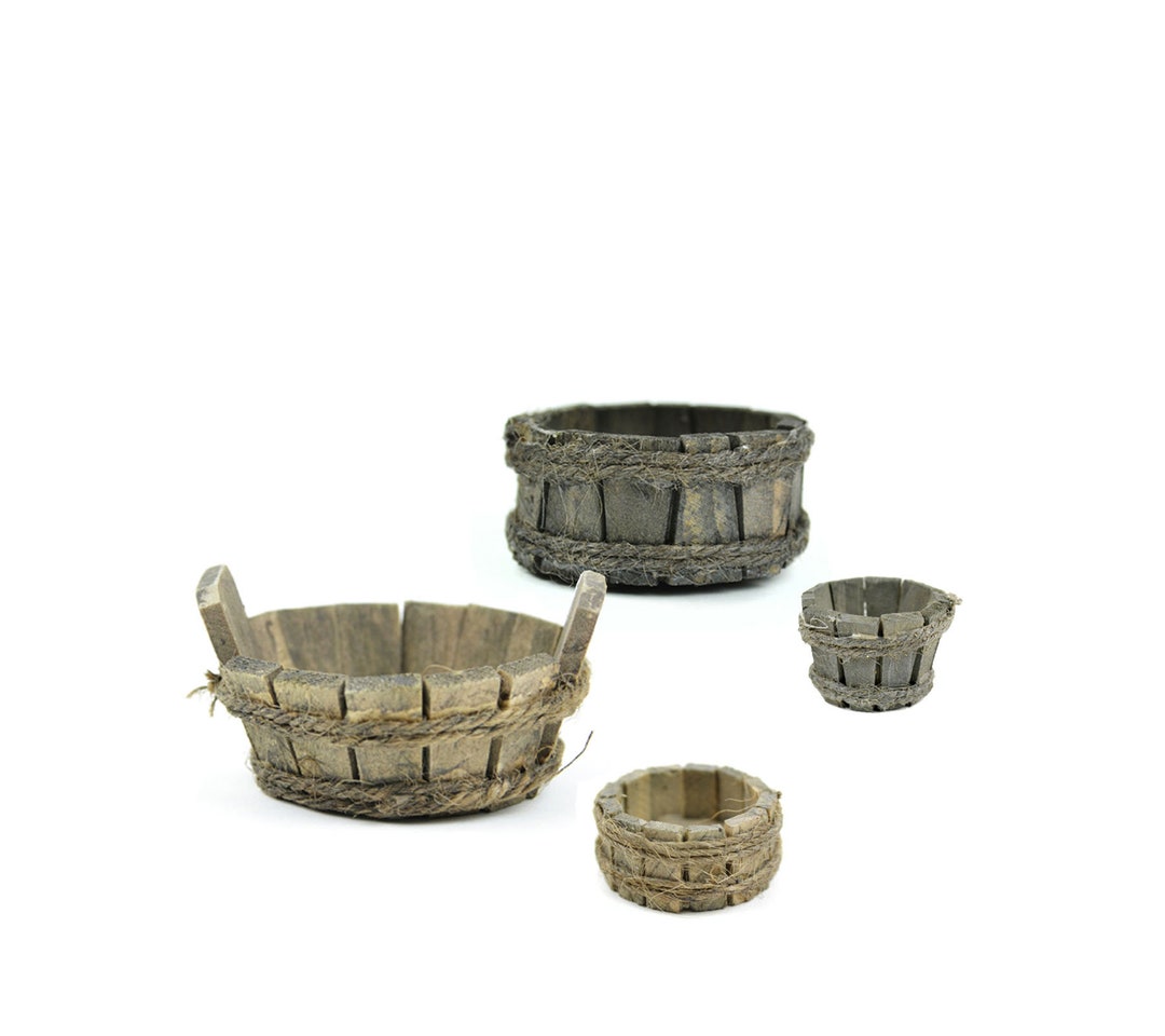 Miniature Primitive Buckets & Washtubs, 4 Assorted Styles ~ Fairy Farm ...