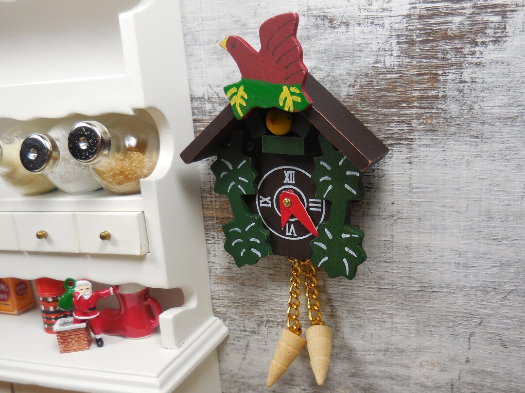 Miniature Festive Holiday Cuckoo Clock ~ Winter Fairy Garden ...
