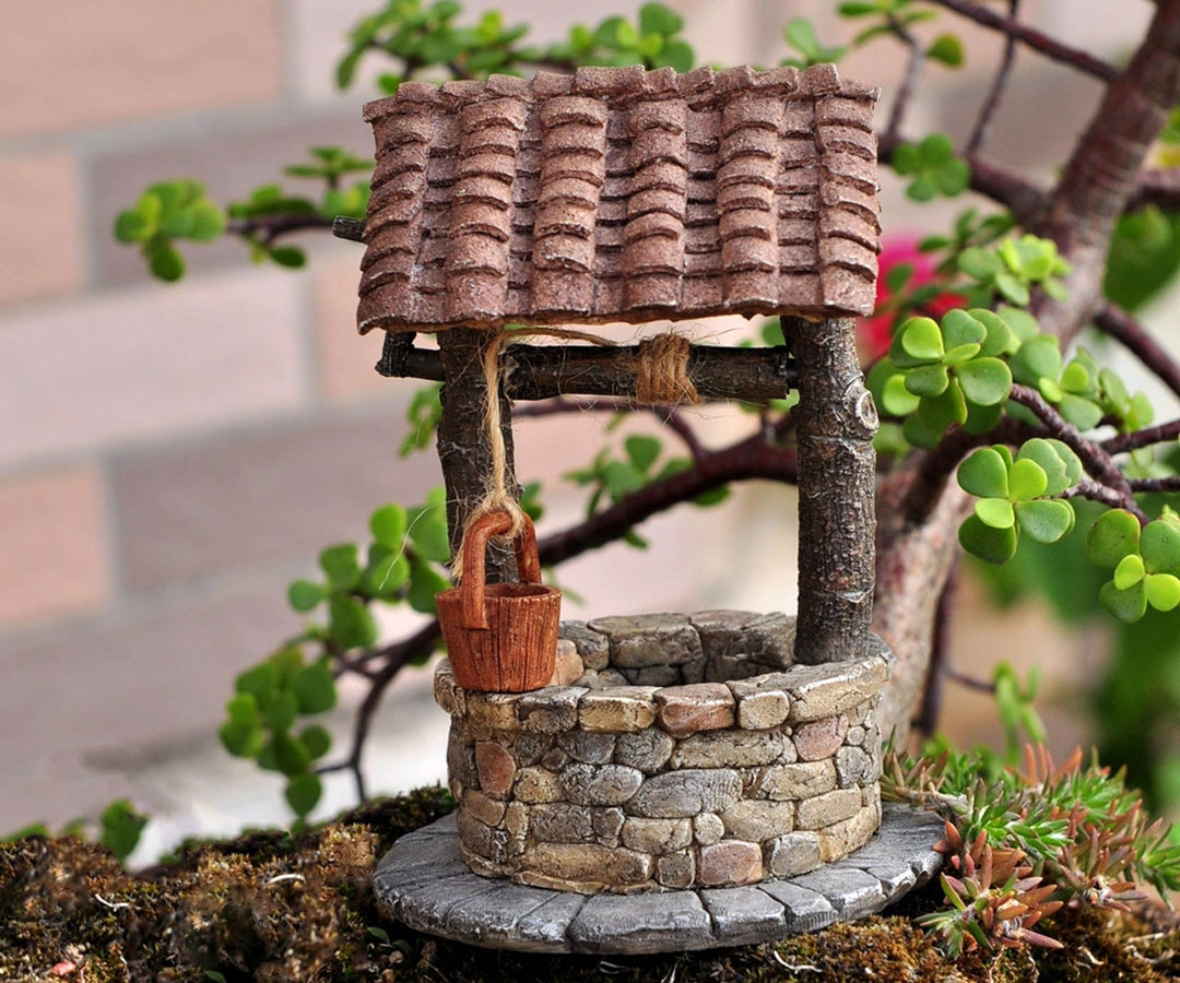 Wishing Well Fairy Garden Accessory ~ Miniature Stone Woodland Water ...