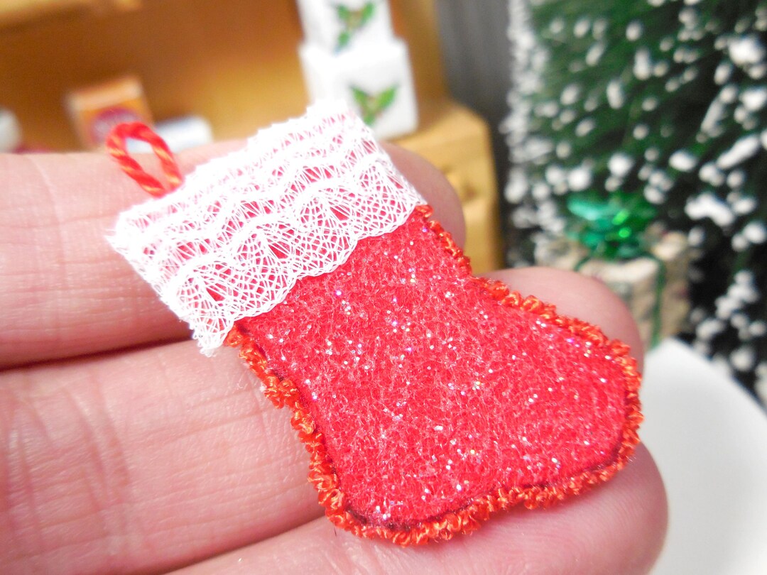 Miniature Shimmering Red Santa Stocking ~ Winter Fairy, Mini Gardening ...