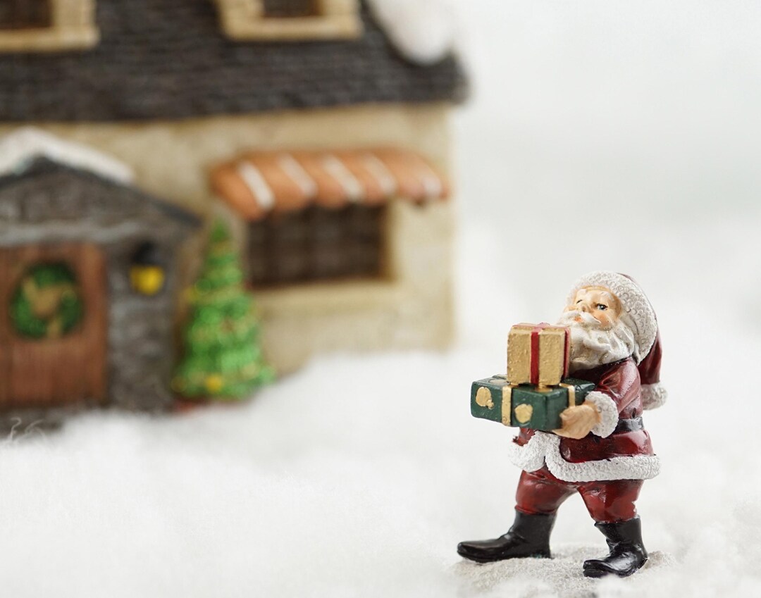 Miniature Santa Claus Carrying Stack of Toys Figurine ~ Christmas Fairy ...