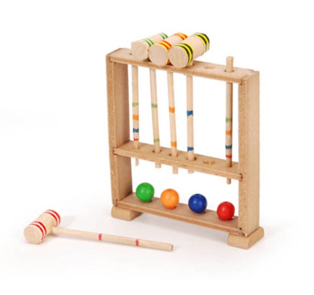 Miniature Croquet Set, Miniature Games for Fairy Gardens, Dollhouse ...