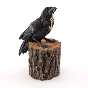 Miniature Black Raven W/ Secret Key for Halloween ~ Fairy Garden ...
