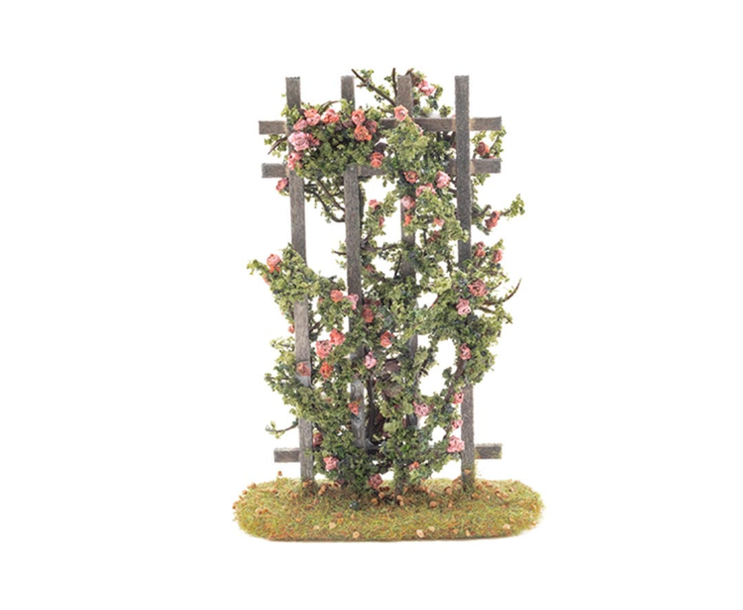 Miniature Pink Rose Bush Trellis ~ Fairy Garden, Terrarium & Dollhouse ...