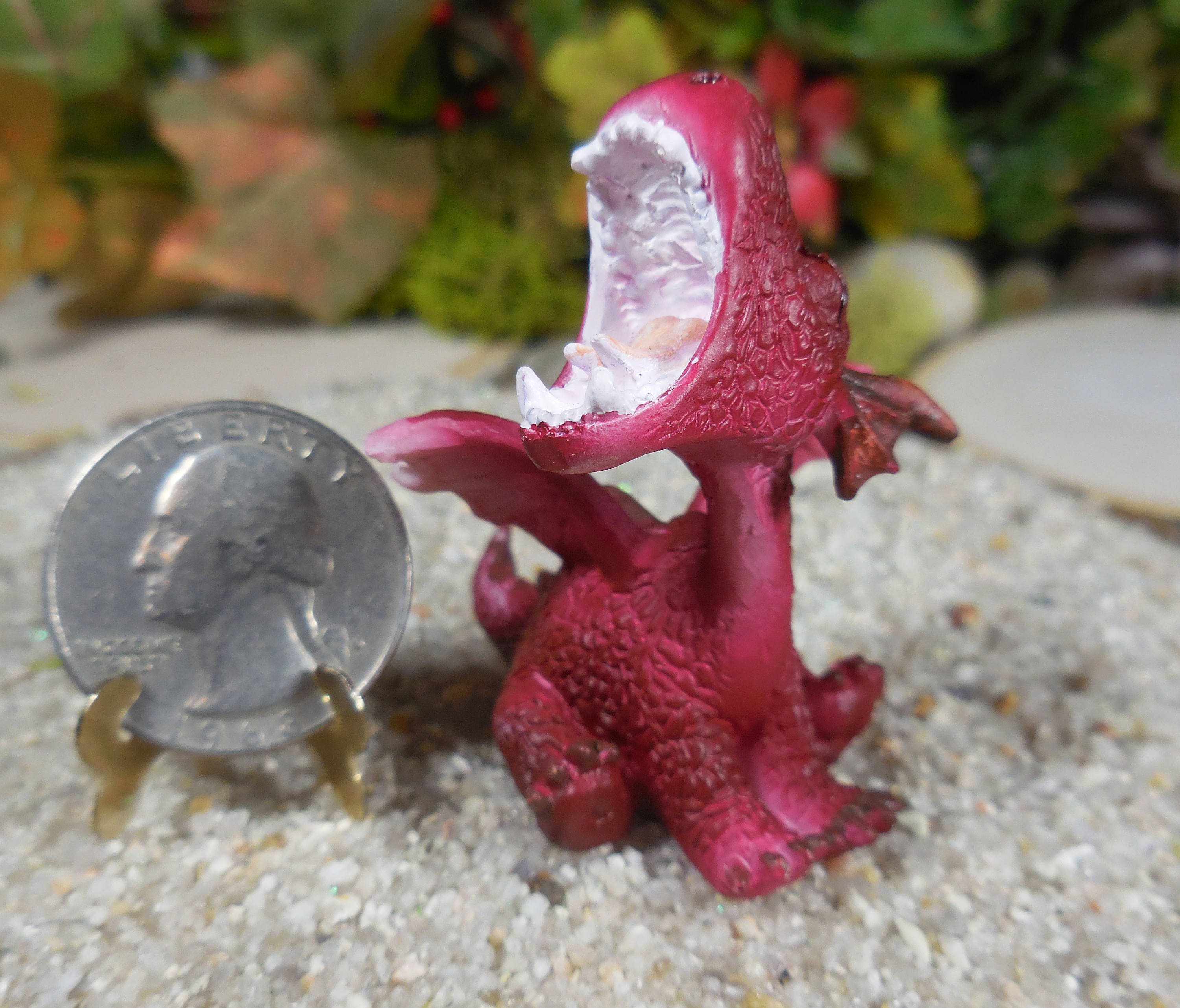 Miniature Red Baby Dragon Figurine Roaring Fairytale Castle | Etsy