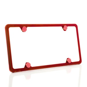 Powder Coated Red Stainless Steel License Plate Frame W/ Red Screw Caps ...
