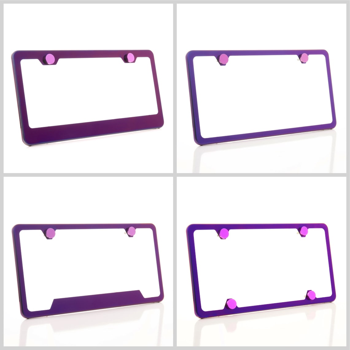 Electroplating Purple Glossy Stainless Steel License Plate Frame W ...