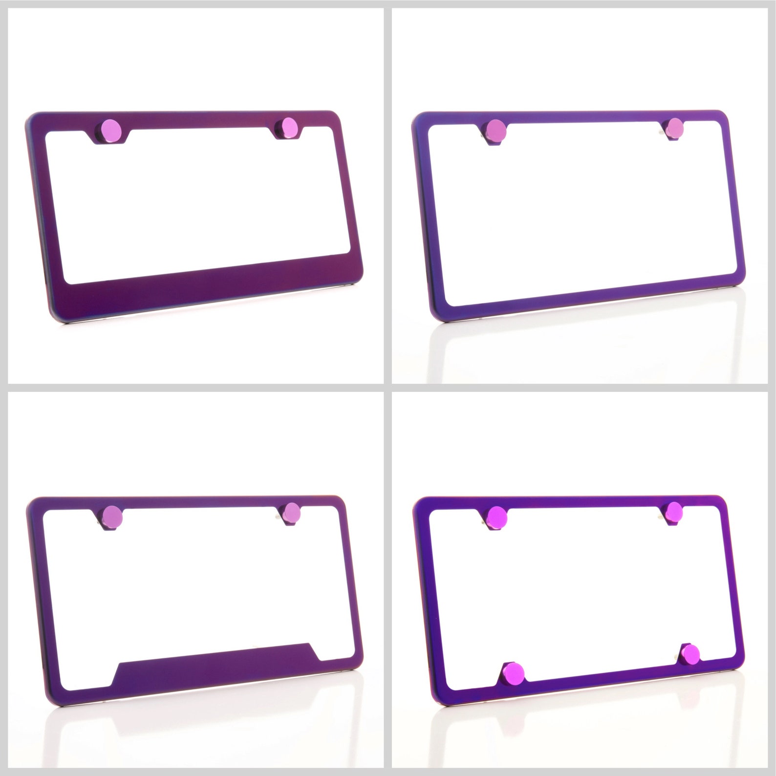 Electroplating Purple Glossy Stainless Steel License Plate Frame W ...