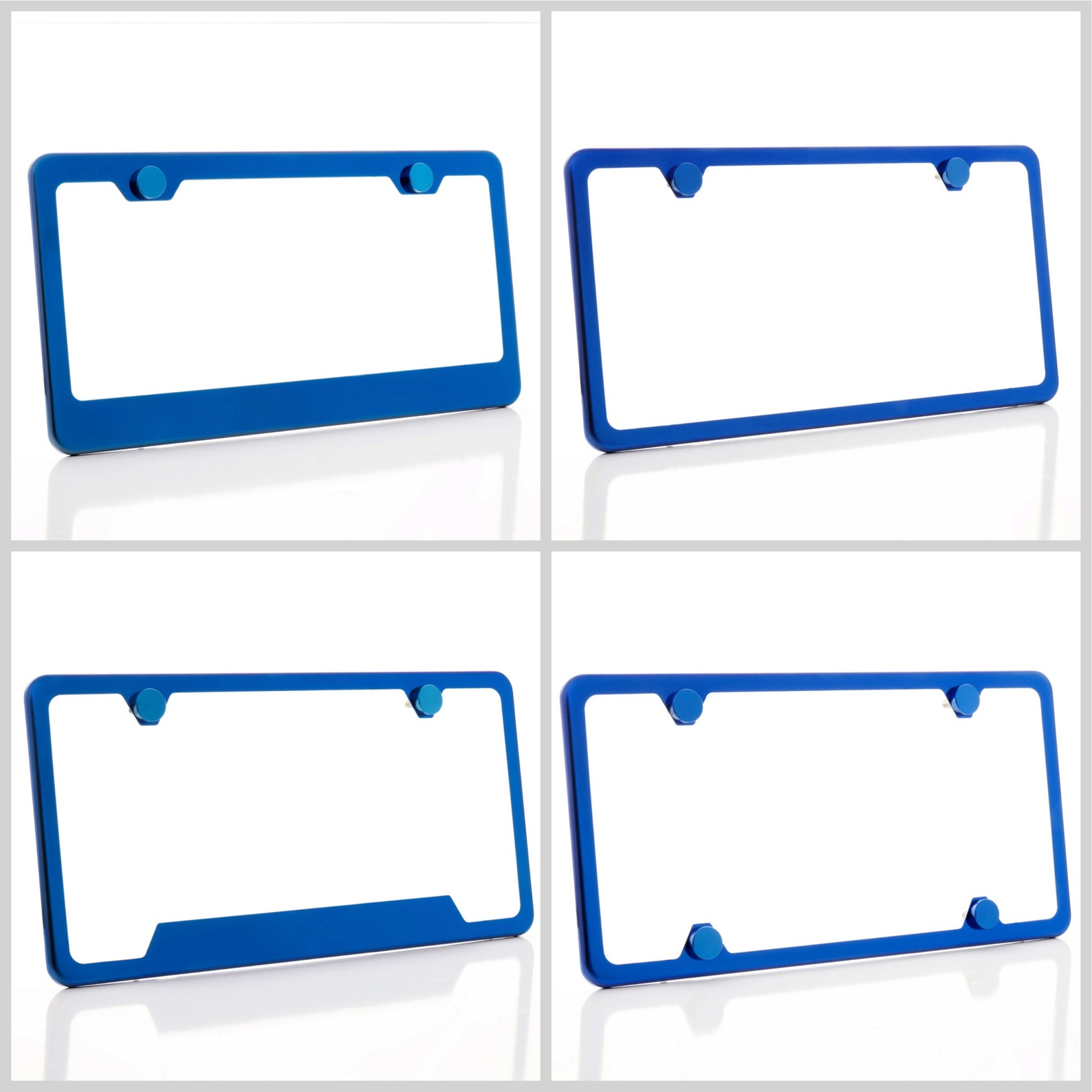 Electroplating Blue Glossy Stainless Steel License Plate Frame W/ Blue ...
