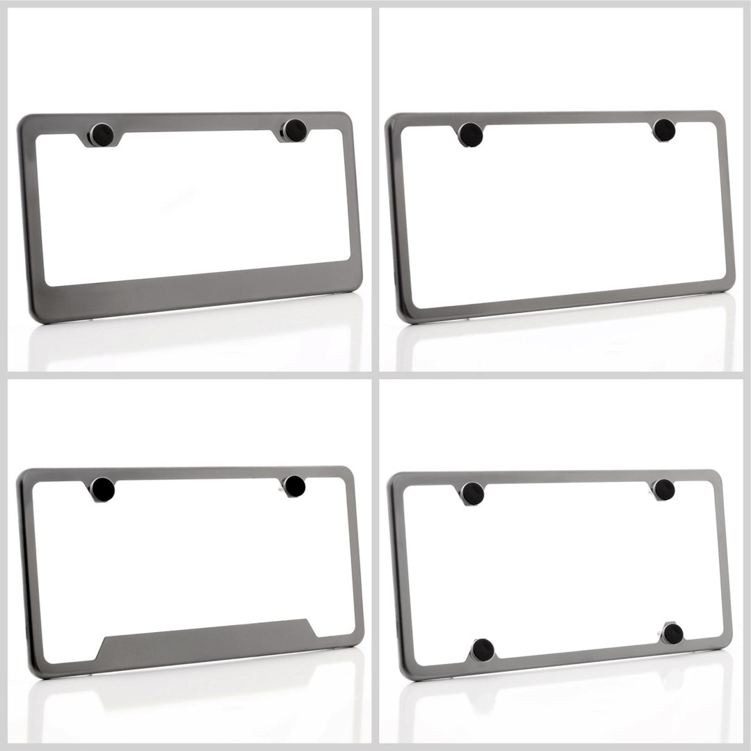 Electroplating Gun Metal Glossy Stainless Steel License Plate Frame W ...