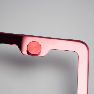 Powder Coated Red Stainless Steel License Plate Frame W/ Red Screw Caps ...