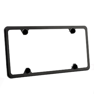 Powder Coated Matt Black Stainless Steel License Plate Frame W/ Black ...