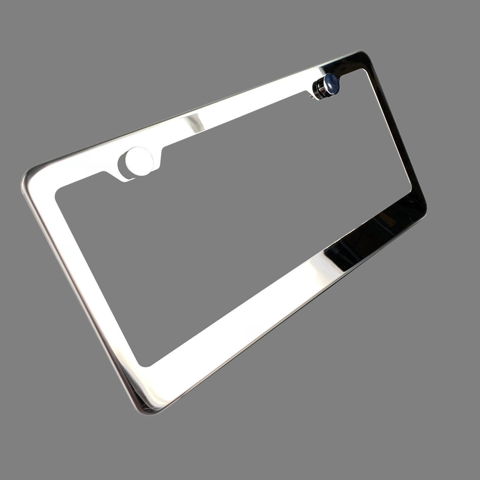 Mirror Finished Stainless Steel License Plate Frame W/ Chrome Screw ...