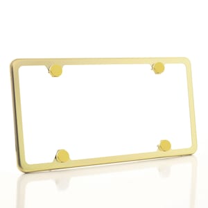 Electroplating Gold Glossy Stainless Steel License Plate Frame W/ Gold ...