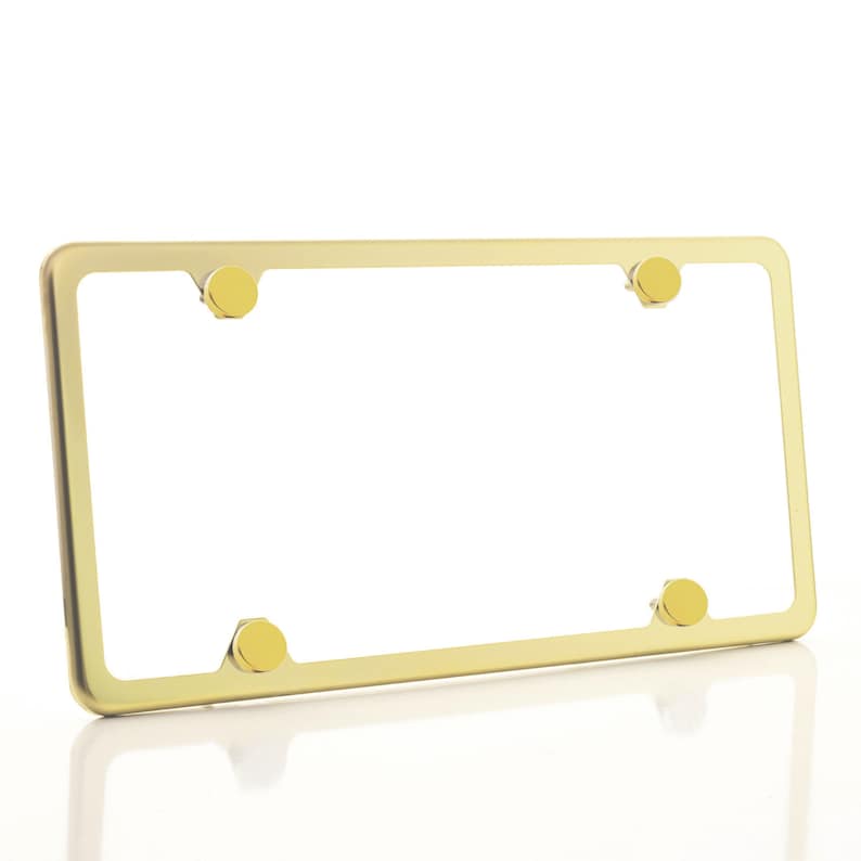 Electroplating Gold Glossy Stainless Steel License Plate Frame | Etsy