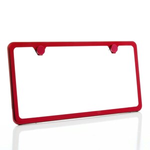 Powder Coated Red Stainless Steel License Plate Frame W/ Red Screw Caps ...