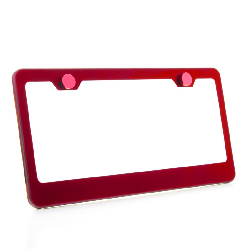 Powder Coated Red Stainless Steel License Plate Frame W/ Red Screw Caps ...