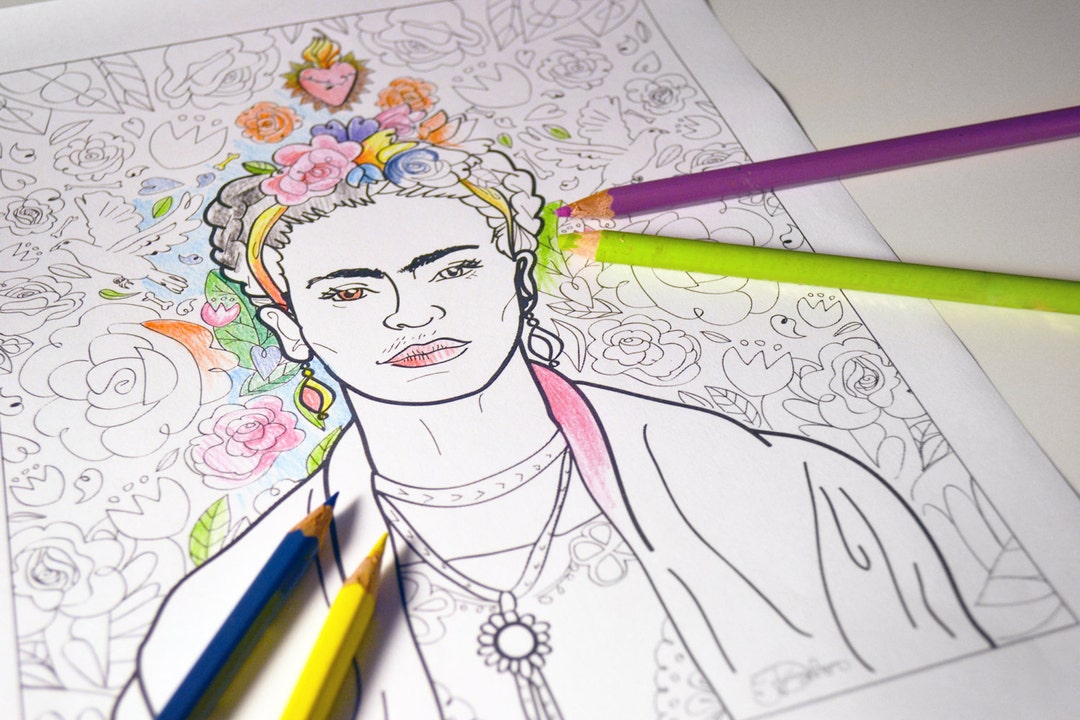 Frida Kahlo Art Print / Adult Coloring Sheet / Instant Download ...